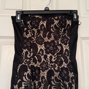 Cache | Dresses | Cache Elegant Lace Detail Black Strapless Dress ...